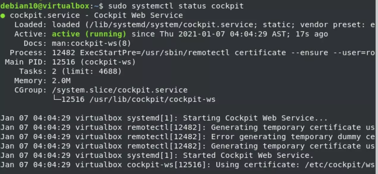 نحوه نصب Cockpit در Debian 10 9445_7