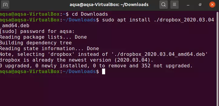 Mokhoa oa ho kenya Dropbox ho Ubuntu 20.04 9450_12