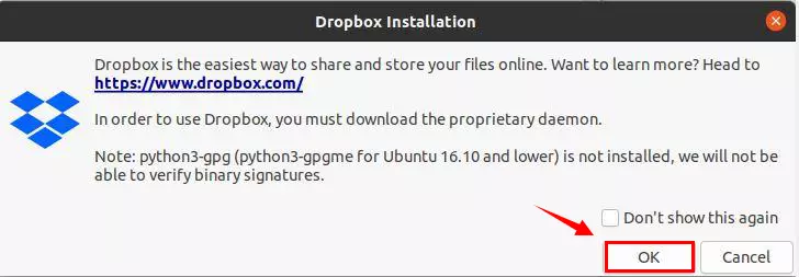D: Kamran February 19Aqsa Bawo ni lati fi Dropbox sori Ubuntu 20 images image7 final.png