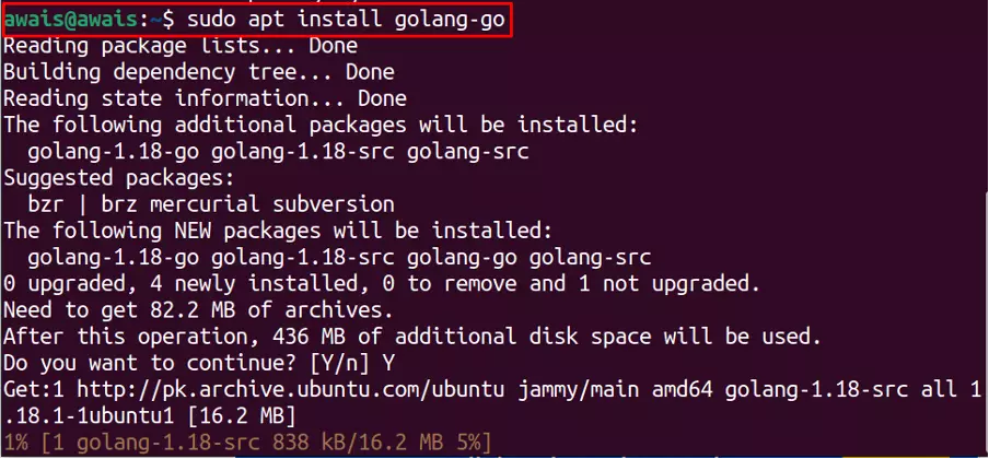 Cum se instalează și se utilizează Go pe Ubuntu 22.04 9460_1