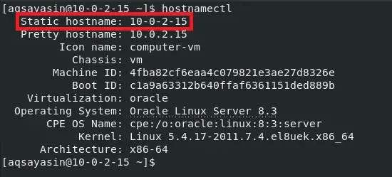 Hostinime muutmine Oracle Linux 8-s 9465_2