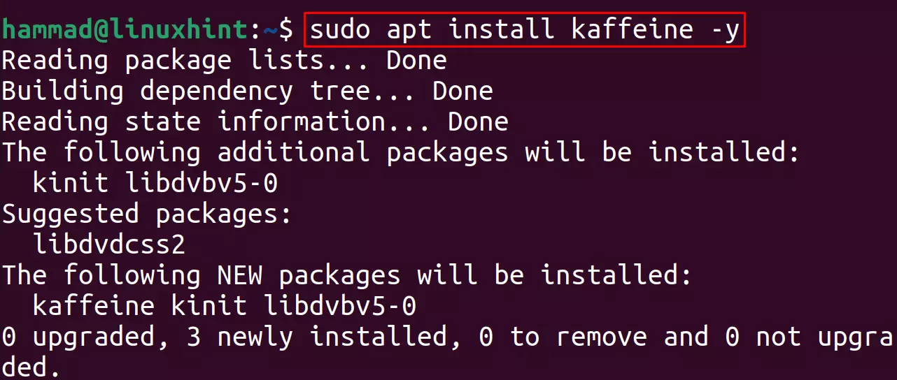 Meriv çawa Kaffeine li Ubuntu 22.04 saz dike û bikar tîne 949_2