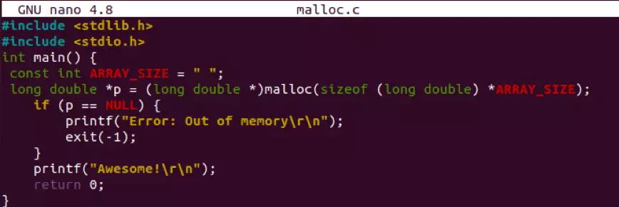 Kako provjeriti Malloc grešku u C 9601_4