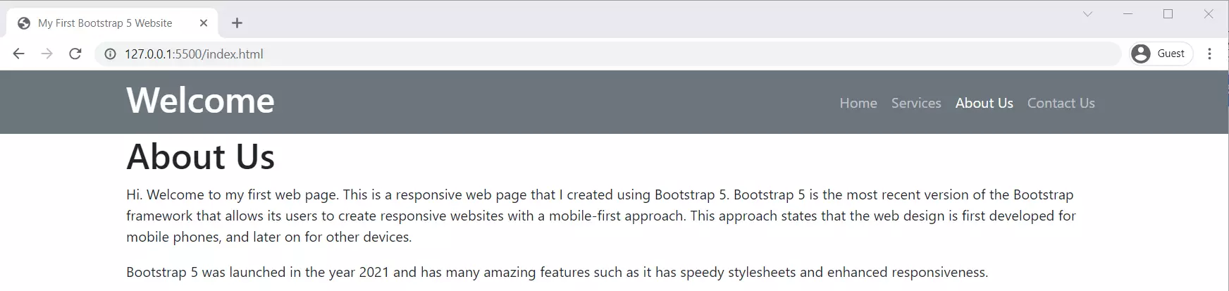 Si të krijoni faqen e parë të internetit duke përdorur Bootstrap 5? 9634_2