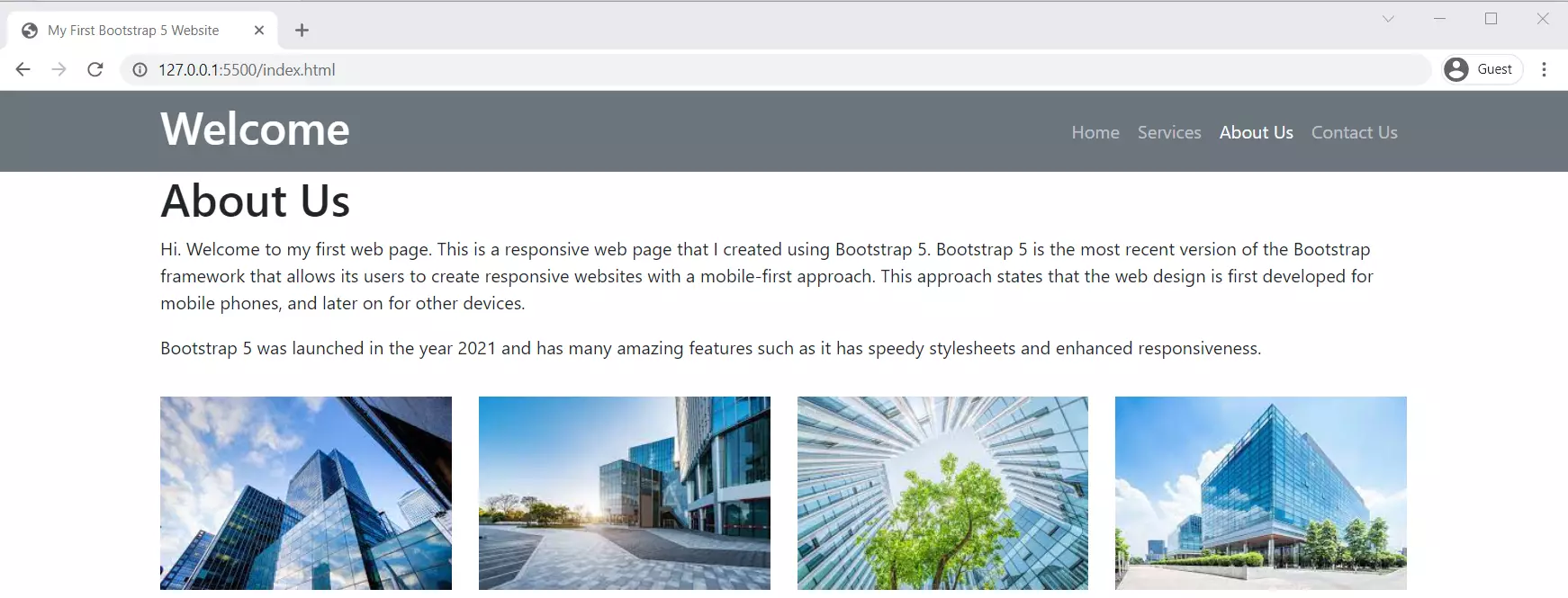 Как да създадете първа уеб страница с помощта на Bootstrap 5? 9634_3