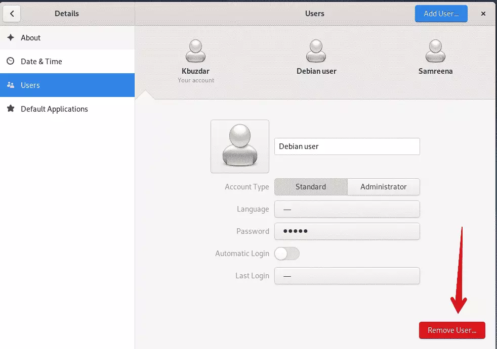 წაშალეთ მომხმარებლები Debian 10-ში 9716_11