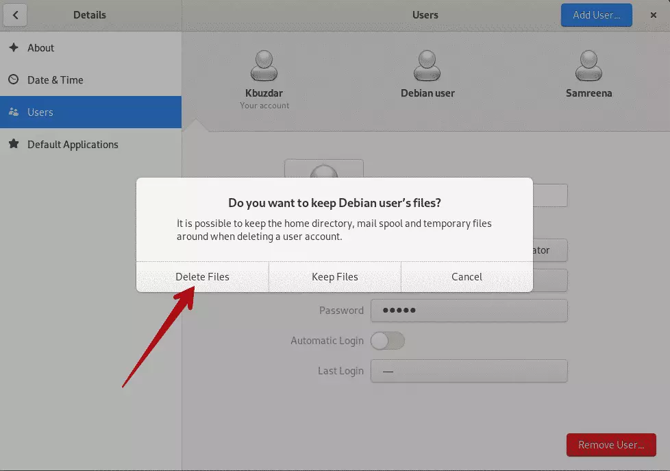 Выдаленне карыстальнікаў у Debian 10 9716_12