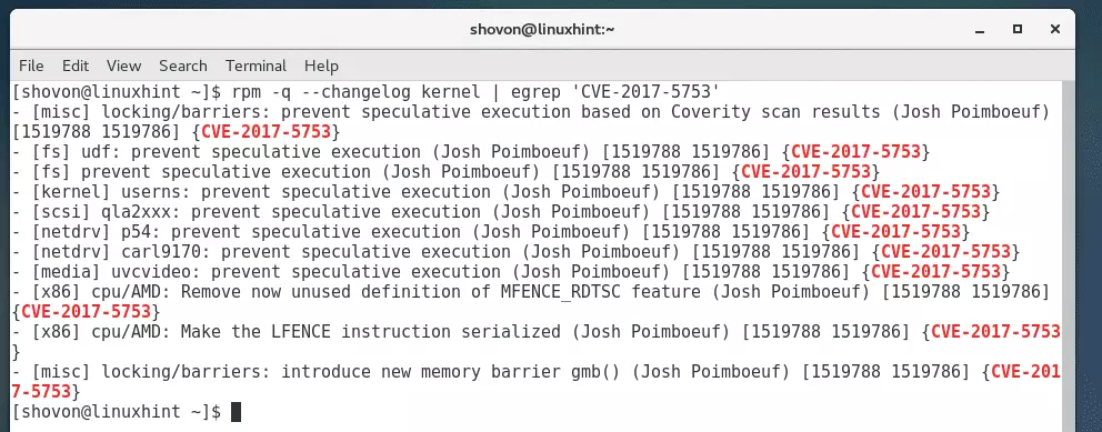 CentOS7'de Spectre ve Meltdown'ı kontrol edin ve Yamalayın 9886_16