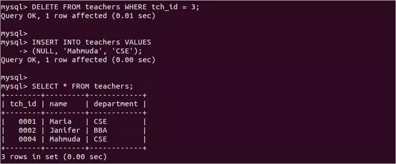 Kuinka käyttää MySQL:n automaattista lisäystä 9951_5