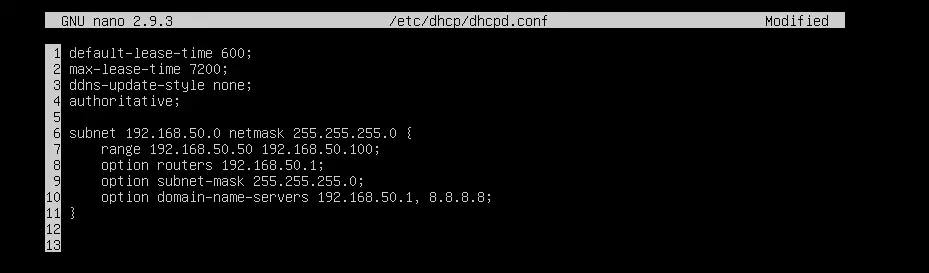 उबंटू 18.04 LTS वर DHCP सर्व्हर कसे स्थापित आणि कॉन्फिगर करावे 9981_8